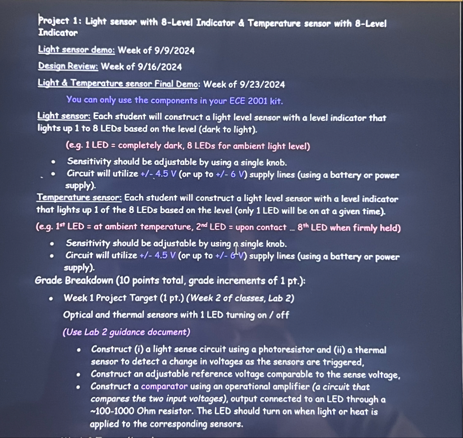 Solved Project 1: Light sensor with 8-Level Indicator | Chegg.com