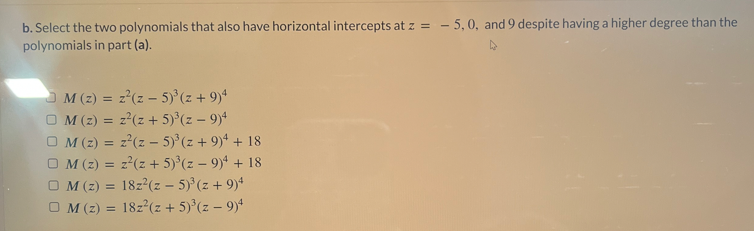 Solved b. ﻿Select the two polynomials that also have | Chegg.com