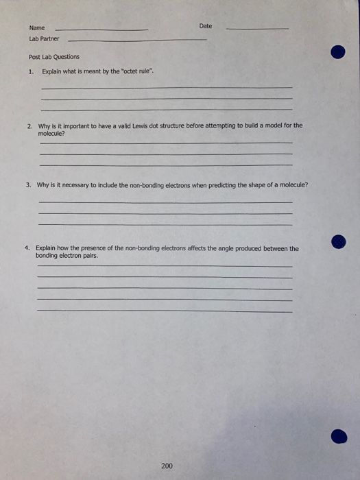 Solved Name Date Lab Partner Pre-laboratory questions: 1. | Chegg.com