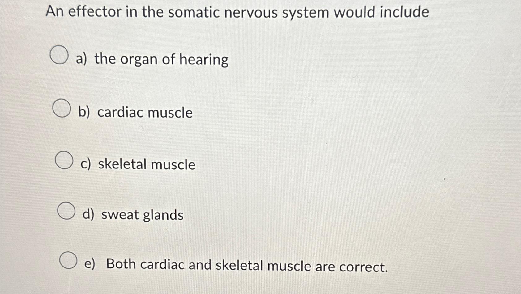 Solved An effector in the somatic nervous system would | Chegg.com