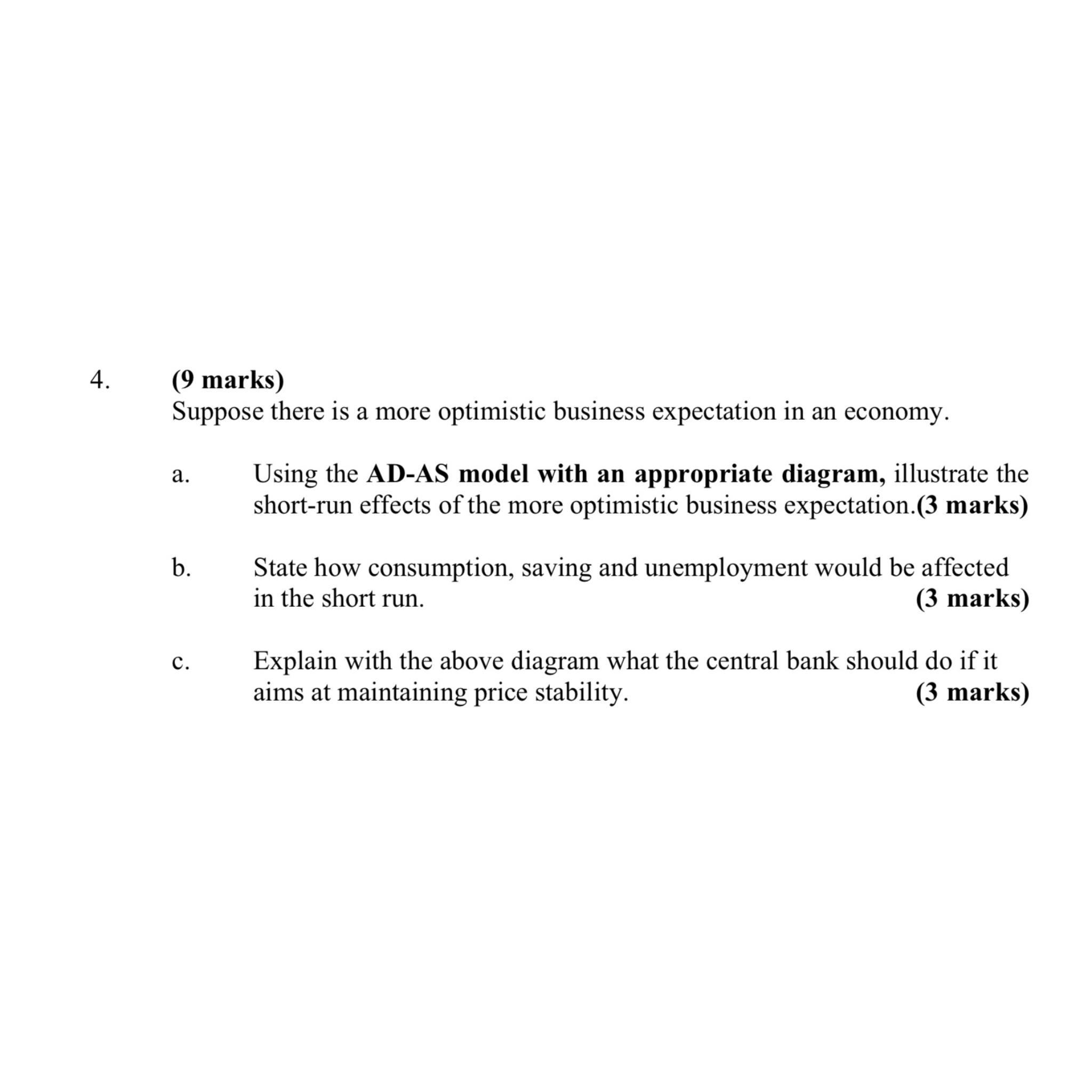 Solved (9 ﻿marks)Suppose there is a more optimistic business | Chegg.com