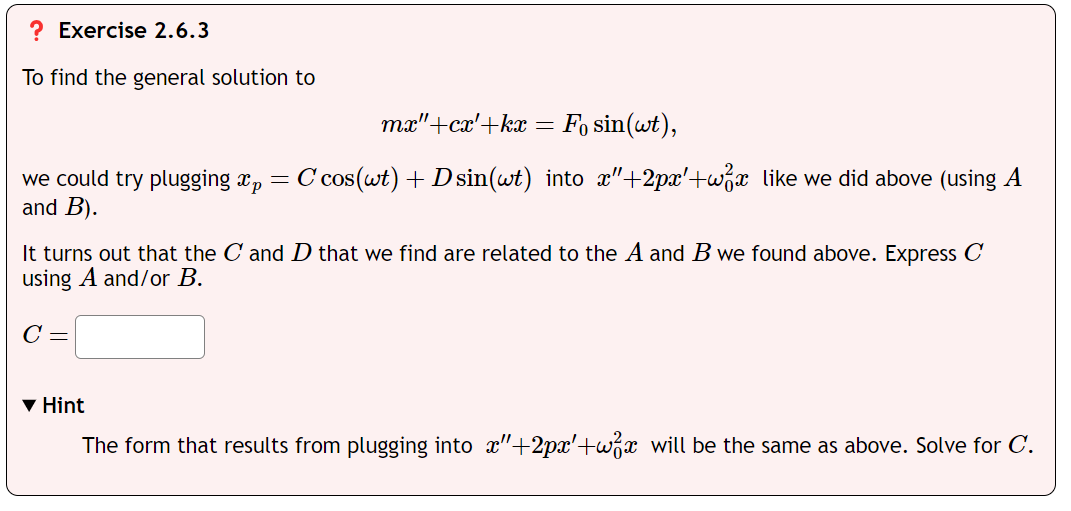 Solved ? ﻿Exercise 2.6.3To find the general solution | Chegg.com
