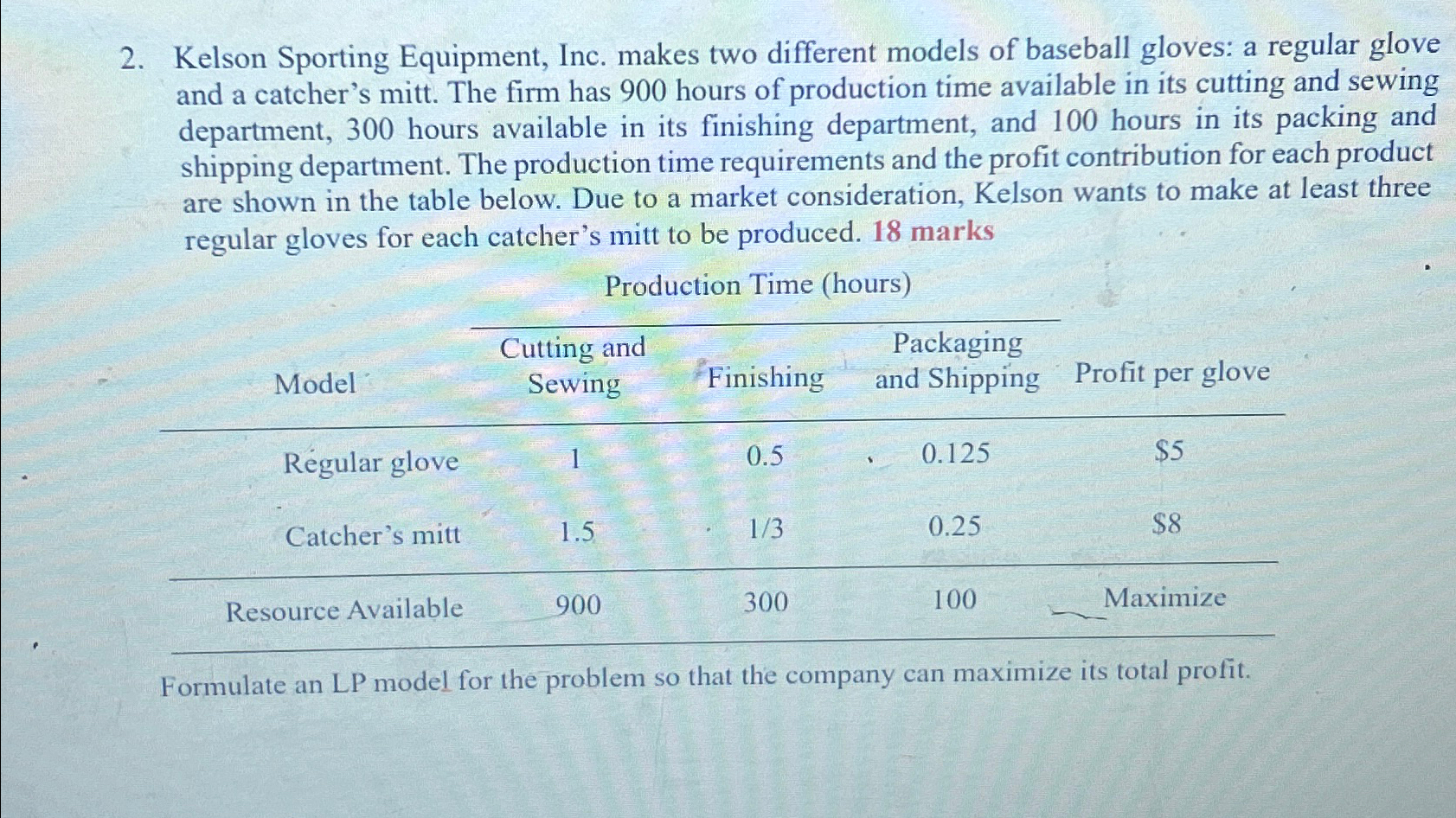 Solved I Only need the solution for the constraint for | Chegg.com