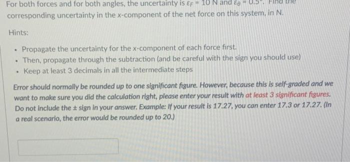 Solved For both forces and for both angles, the uncertainty | Chegg.com