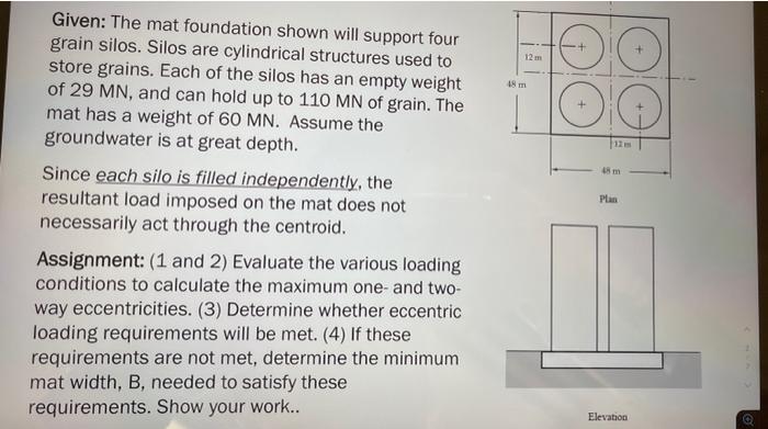 Solved Given: The mat foundation shown will support four | Chegg.com