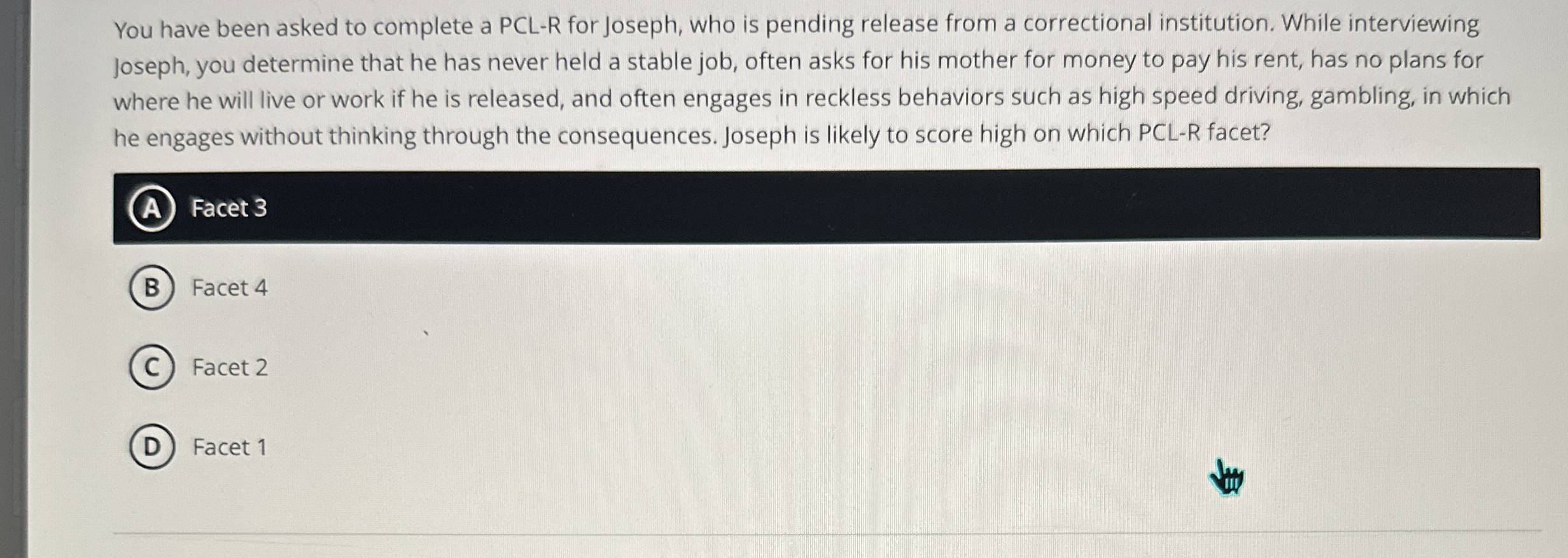Solved You have been asked to complete a PCL-R for Joseph, | Chegg.com