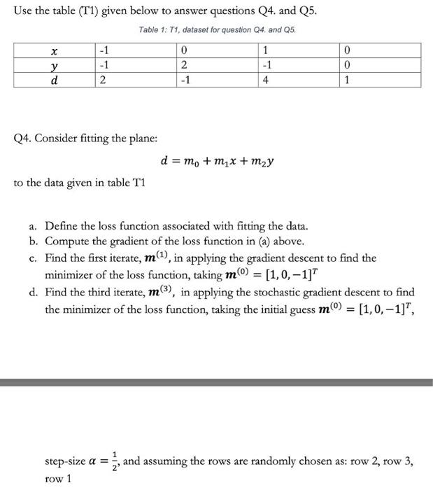 Solved Use the table (T1) given below to answer questions | Chegg.com