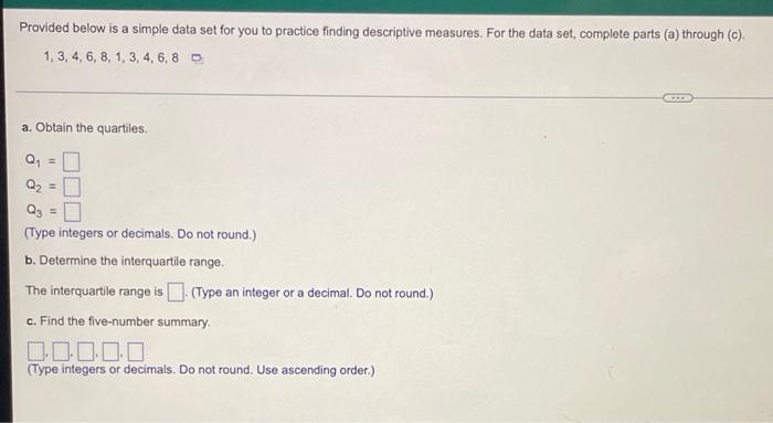 Solved Provided below is a simple data set for you to | Chegg.com