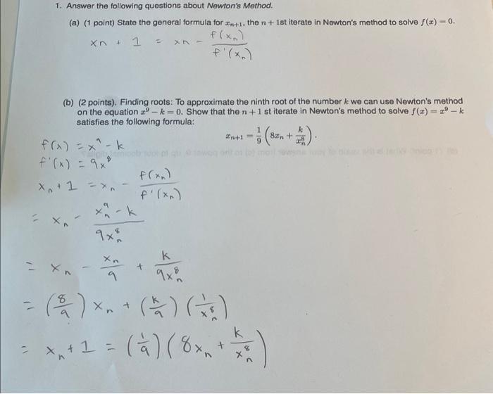 1. Answer the following questions about Newton's | Chegg.com