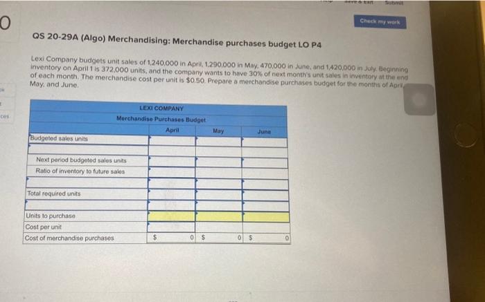 Solved QS 20-29A (Algo) Merchandising: Merchandise purchases | Chegg.com