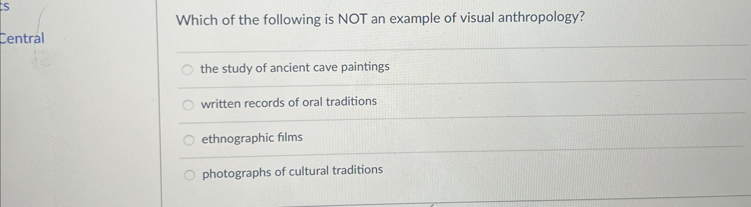 Solved Which of the following is NOT an example of visual | Chegg.com