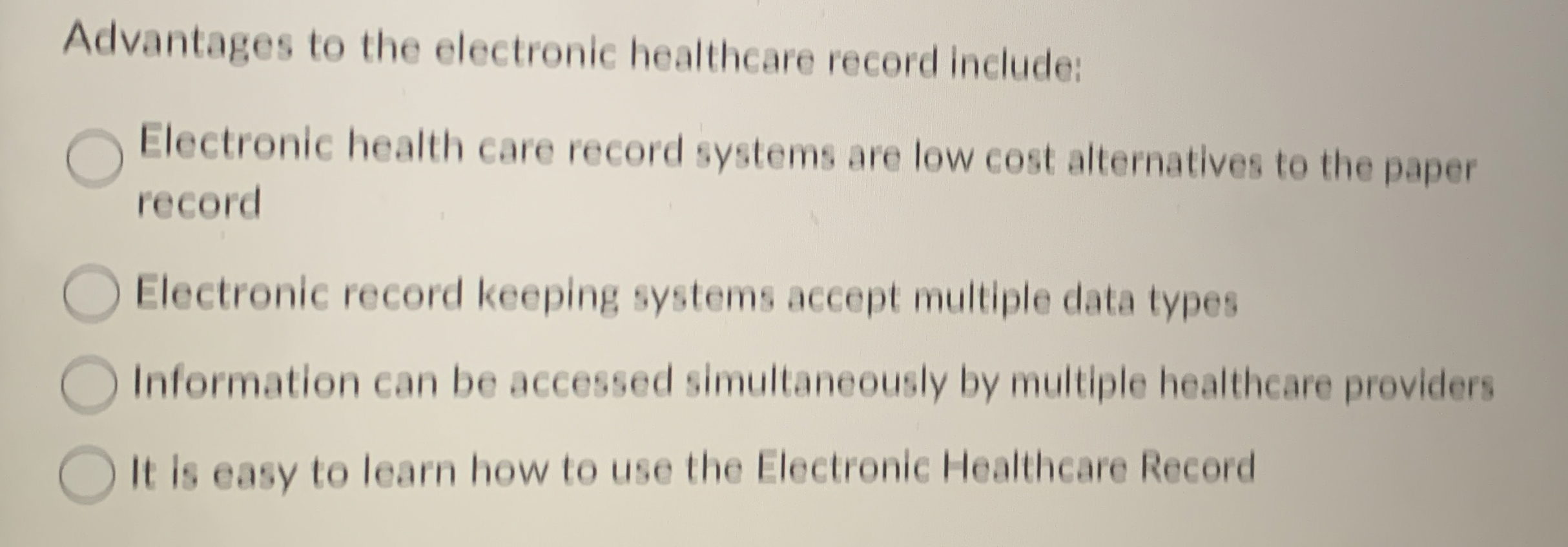 Solved Advantages to the electronic healtheare record | Chegg.com