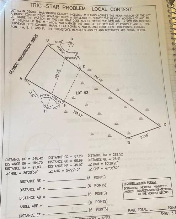 TRIG-STAR PROBLEM LOCAL CONTEST LOT 93 IN GEORGE | Chegg.com