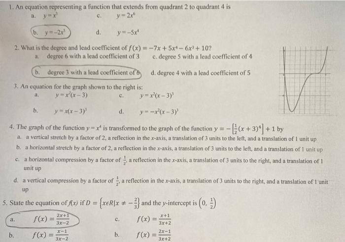 Solved 1. An equation representing a function that extends | Chegg.com
