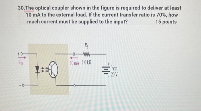 Solved 30. The optical coupler shown in the figure is | Chegg.com