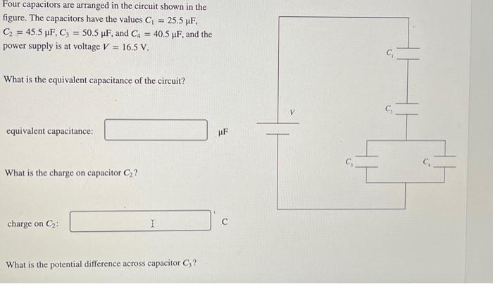 Solved Four capacitors are arranged in the circuit shown in | Chegg.com