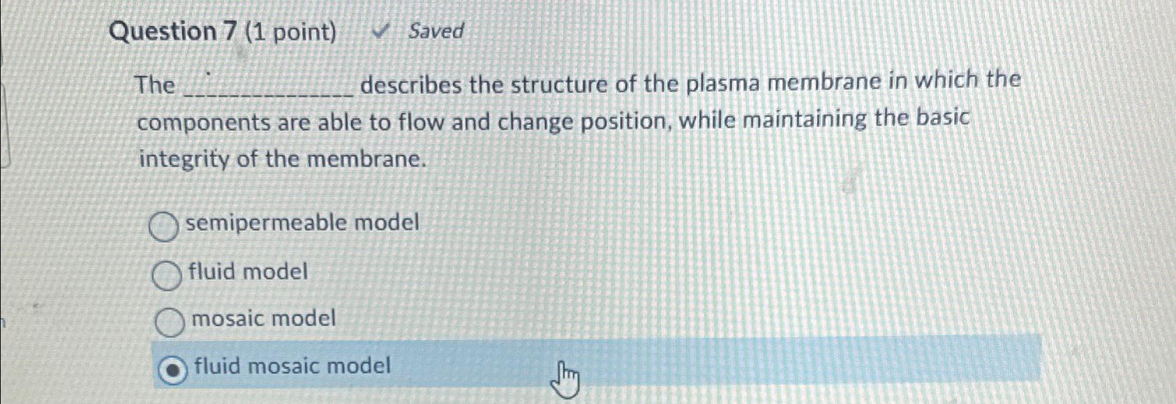 Solved Question 7 (1 ﻿point)SavedThe describes the structure | Chegg.com