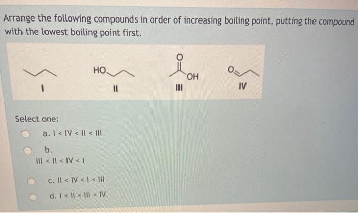 Solved Arrange the following compounds in order of | Chegg.com
