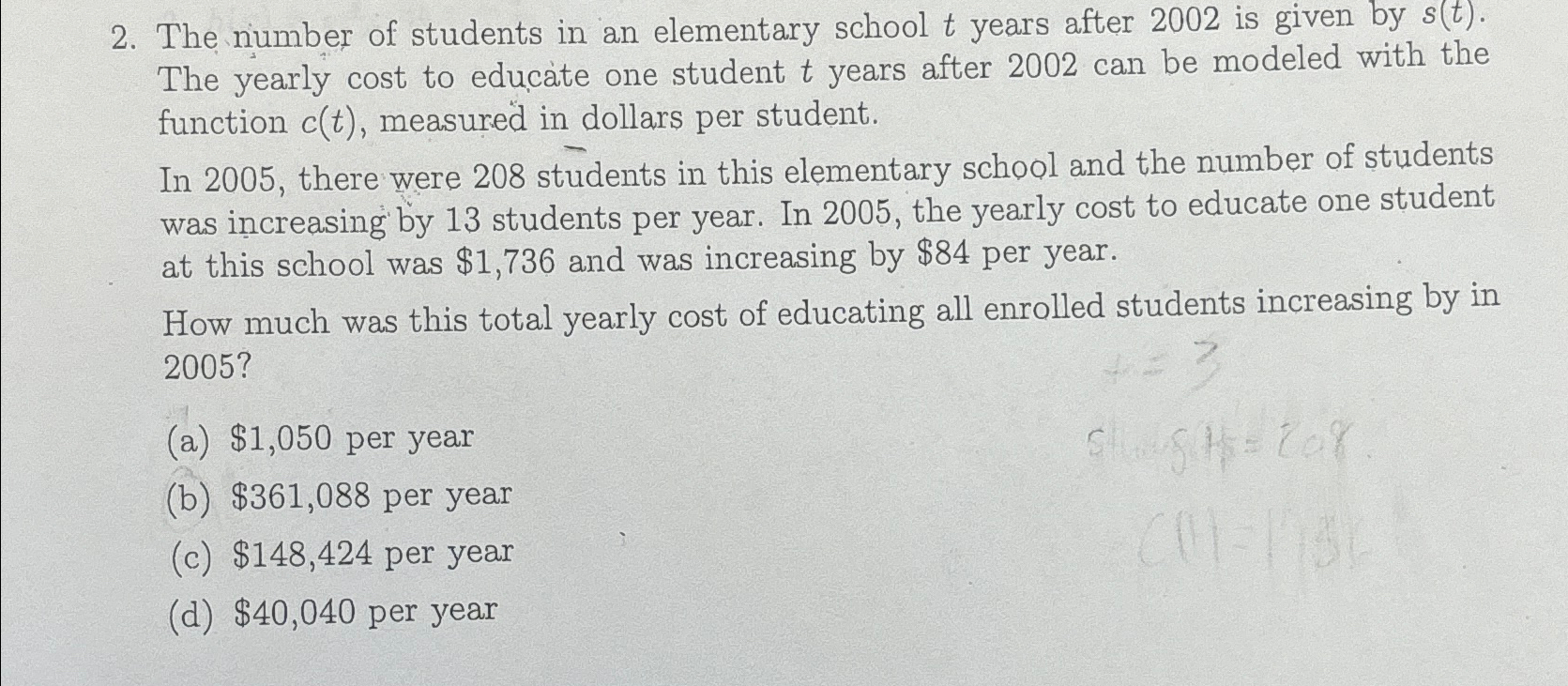 Solved The number of students in an elementary school t | Chegg.com