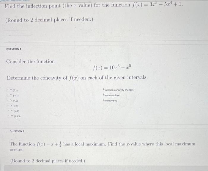 Solved Find the inflection point (the x value) for the | Chegg.com