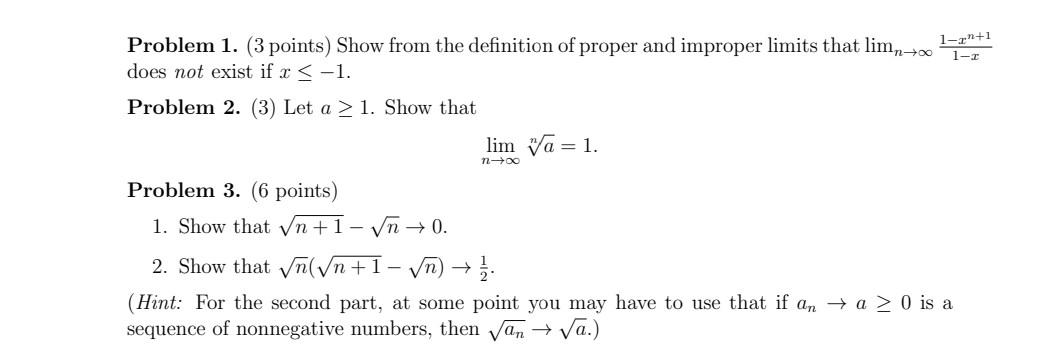 Solved Problem 1. (3 points) Show from the definition of | Chegg.com
