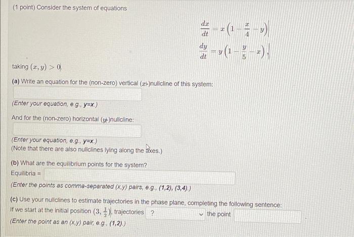 Solved (1 point) Consider the system of equations | Chegg.com