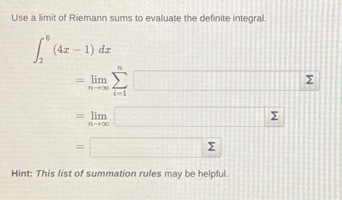 Solved Use a limit of Riemann sums to evaluate the definite | Chegg.com