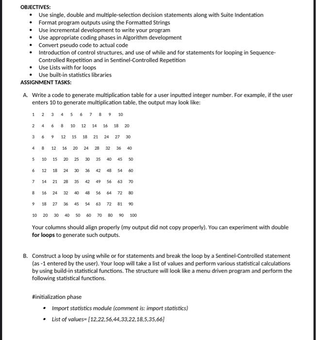 Solved OBJECTIVES: - Use single, double and | Chegg.com