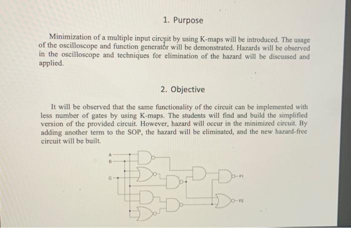 Solved 1. Purpose Minimization of a multiple input circuit | Chegg.com
