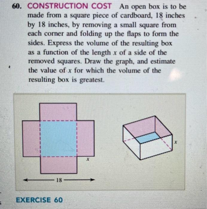 Solved 60. CONSTRUCTION COST An open box is to be made from | Chegg.com