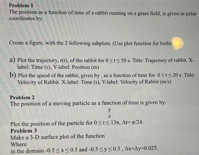 Solved The position as a function of time of a rabbit | Chegg.com