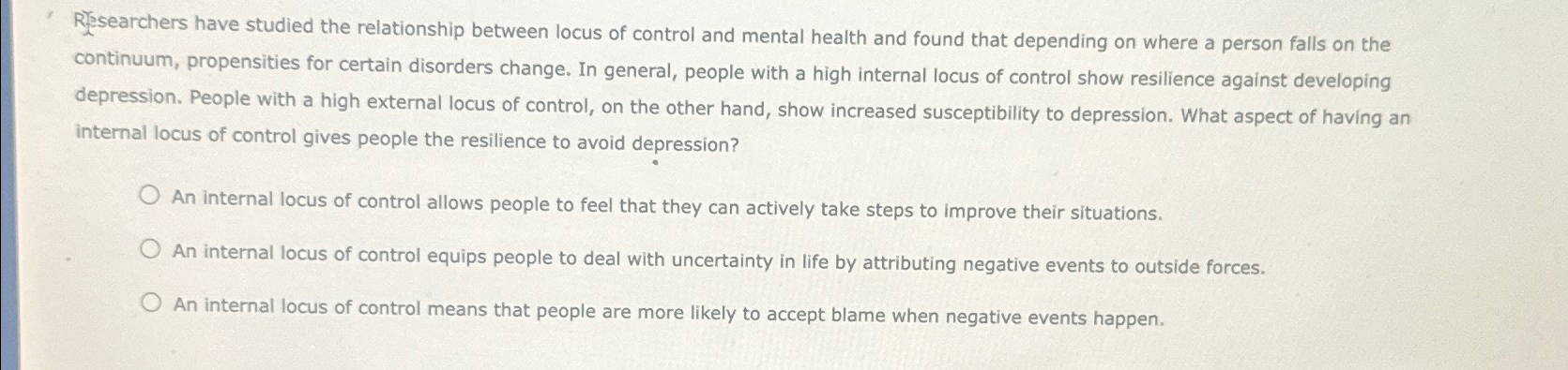 Solved R. ﻿continuum, propensities for certain disorders | Chegg.com