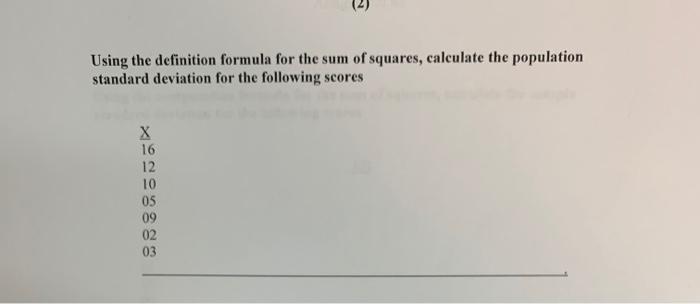 Solved Using the definition formula for the sum of squares, | Chegg.com