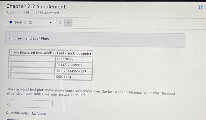Solved 2.3 Steam and Leaf Plots The stem-and-leaf plot above | Chegg.com