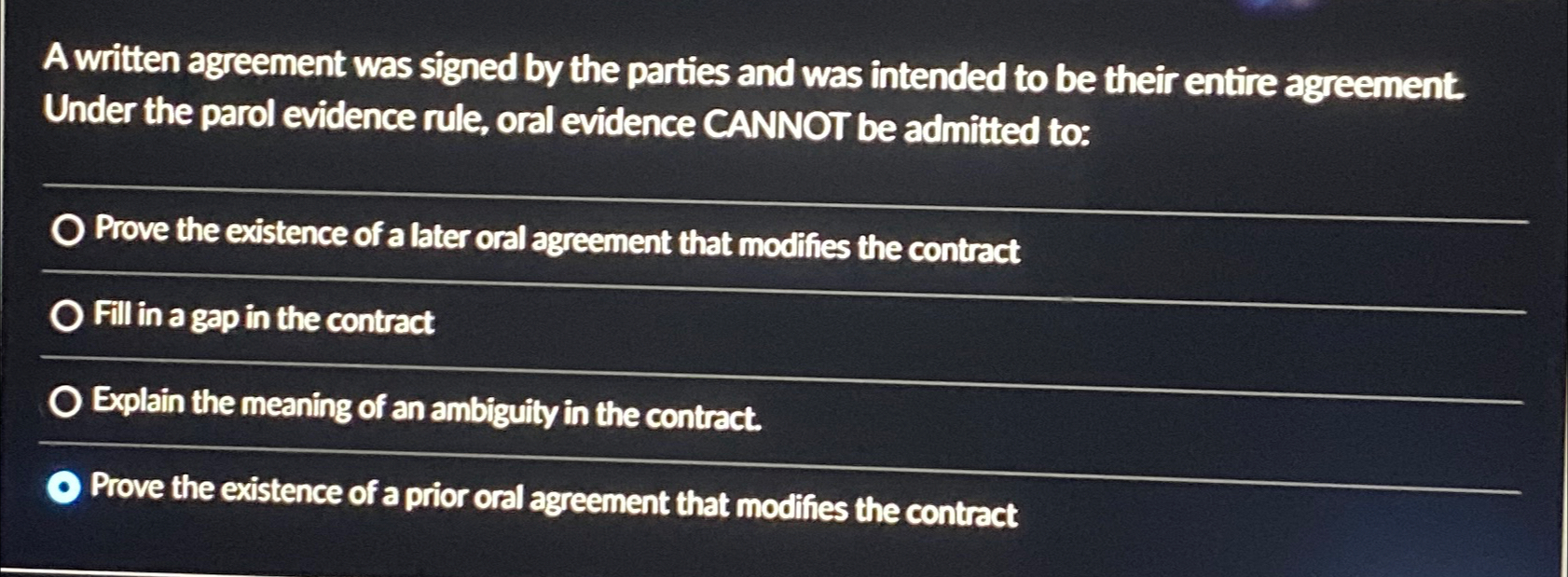 Solved A written agreement was signed by the parties and was | Chegg.com