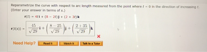 Solved Reparametrize the curve with respect to arc length | Chegg.com