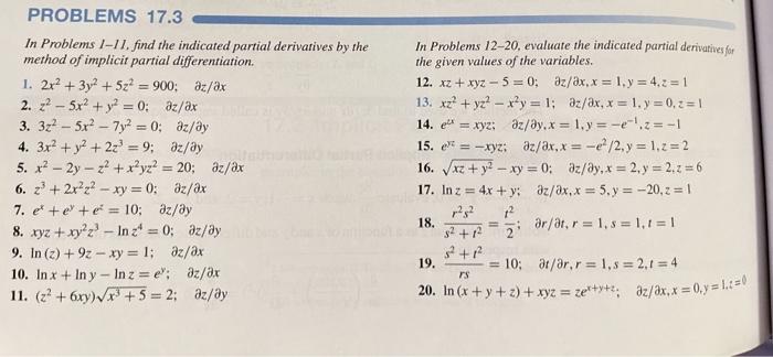 Solved In Problems 1-11. find the indicated partial | Chegg.com