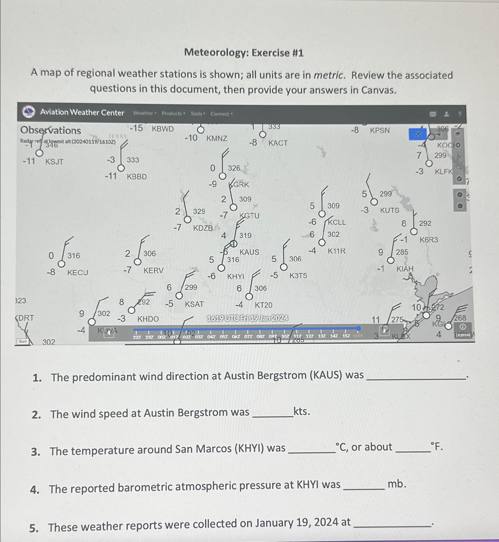 Solved Meteorology: Exercise #1A map of regional weather | Chegg.com