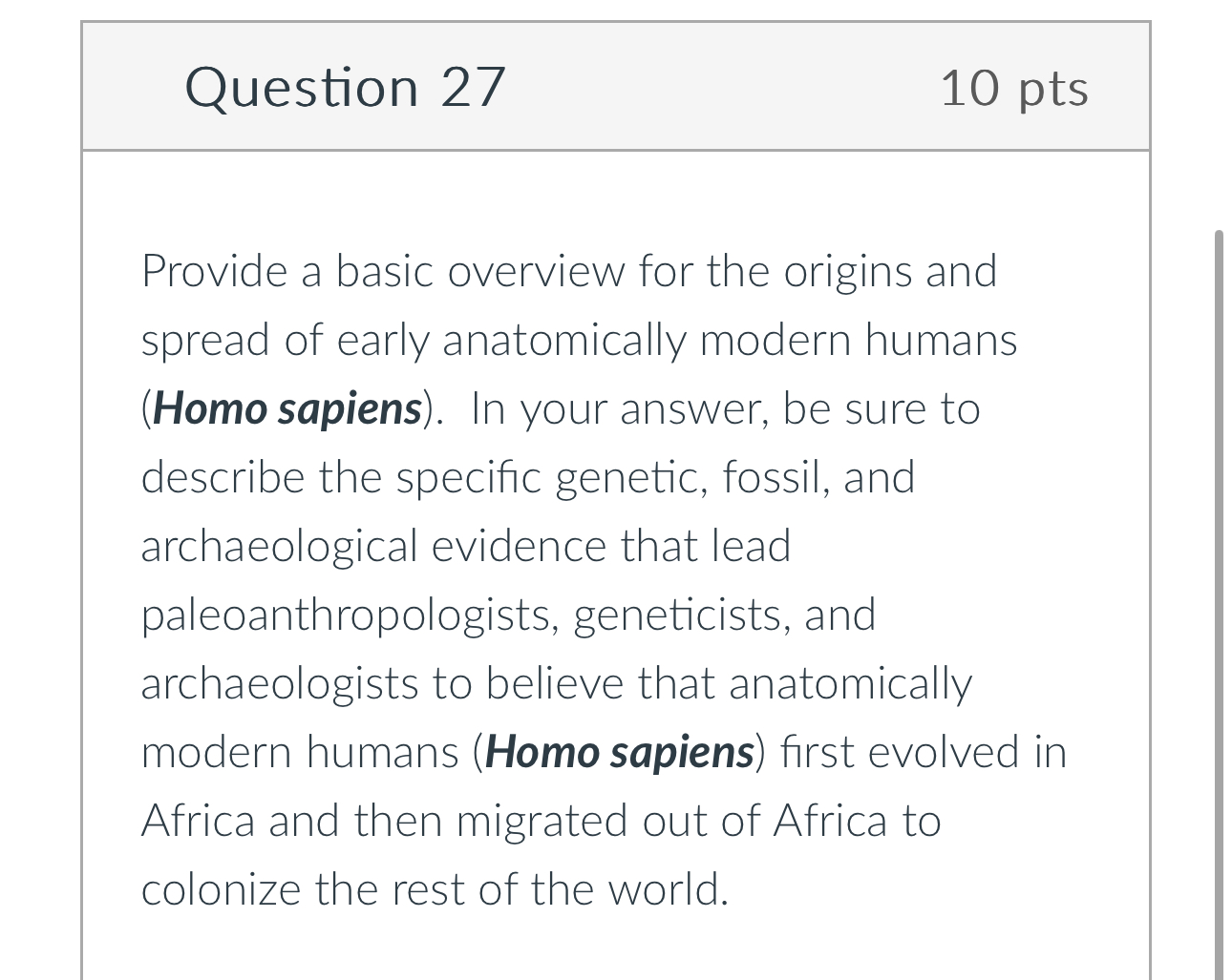 Solved Question 27 10 ﻿pts Provide a basic overview for the | Chegg.com