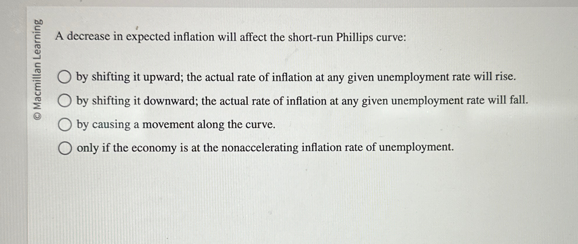 Solved A decrease in expected inflation will affect the | Chegg.com