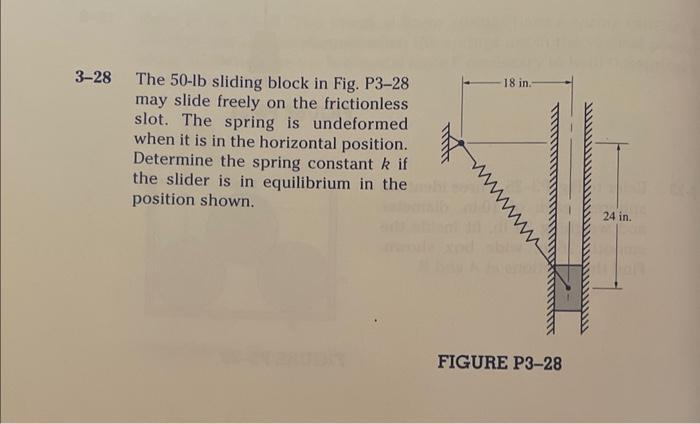 Solved 28 The 50-lb sliding block in Fig. P3-28 may slide | Chegg.com