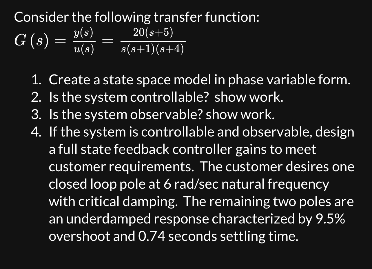 Solved Consider the following transfer | Chegg.com