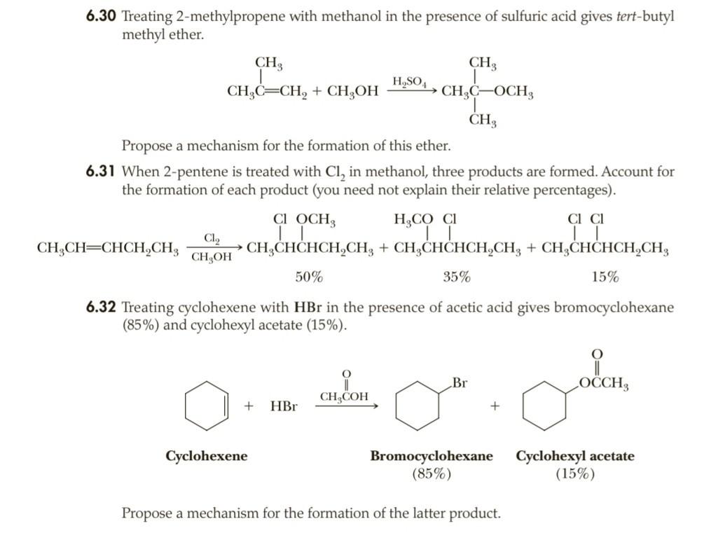 Solved 6.30 Treating 2-methylpropene with methanol in the | Chegg.com