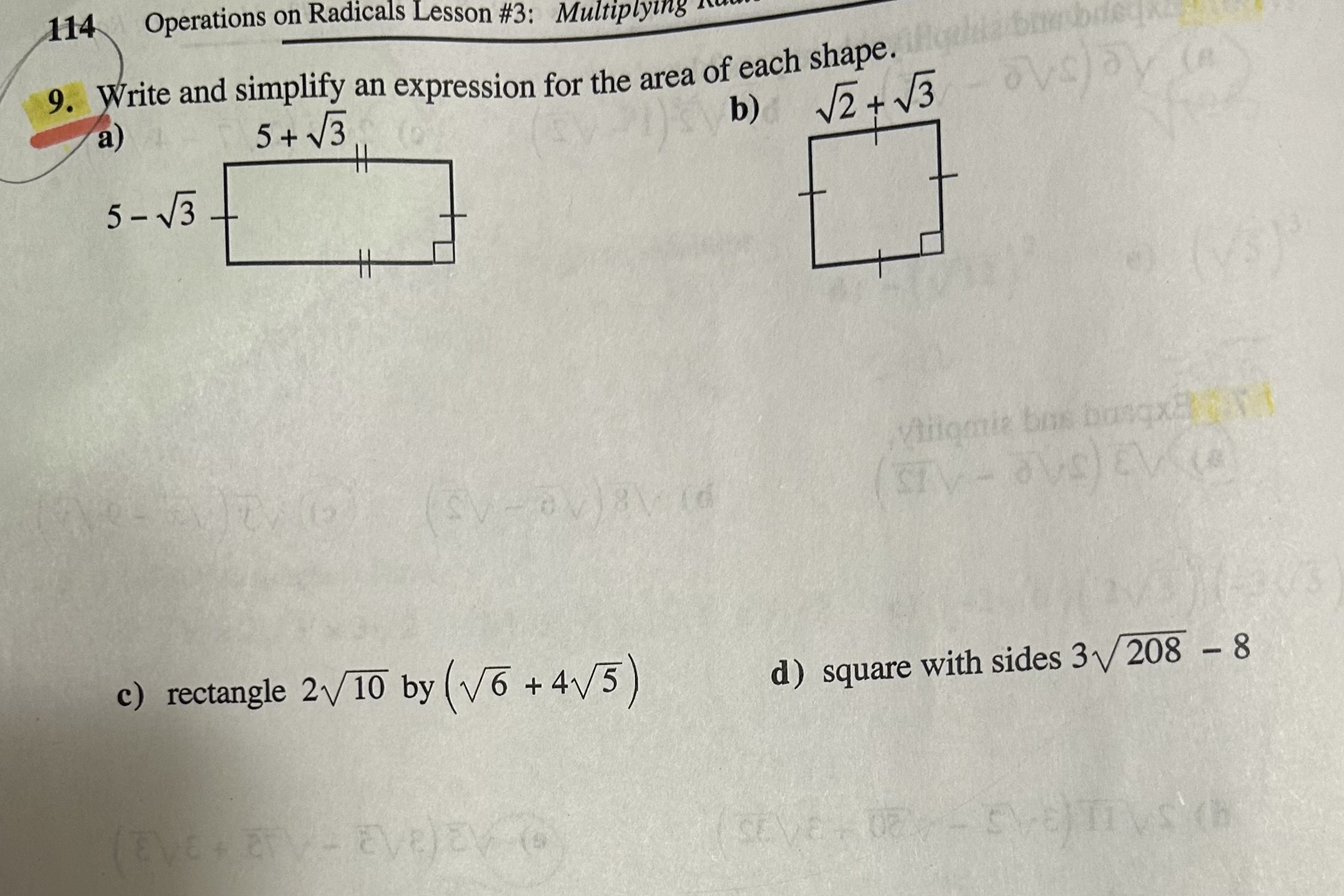 Solved 114 ﻿Operations on Radicals Lesson #3： ﻿Multiplying9. | Chegg.com