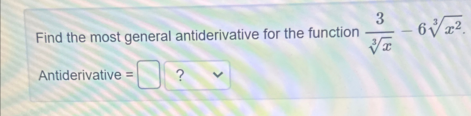 Solved Find the most general antiderivative for the function | Chegg.com