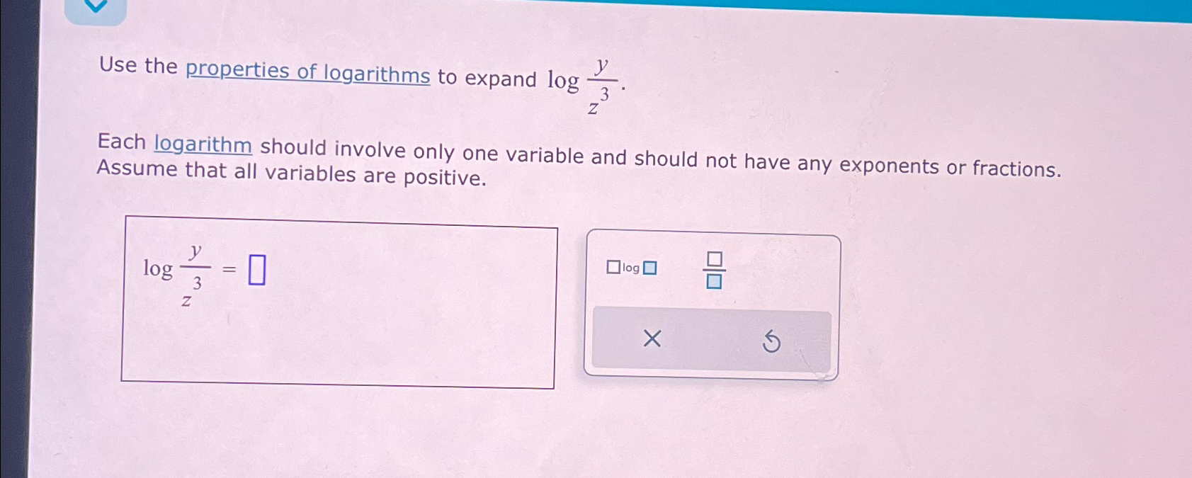 Use the properties of logarithms to expand | Chegg.com