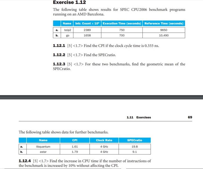 Solved The following table shows results for SPEC CPU2006 | Chegg.com