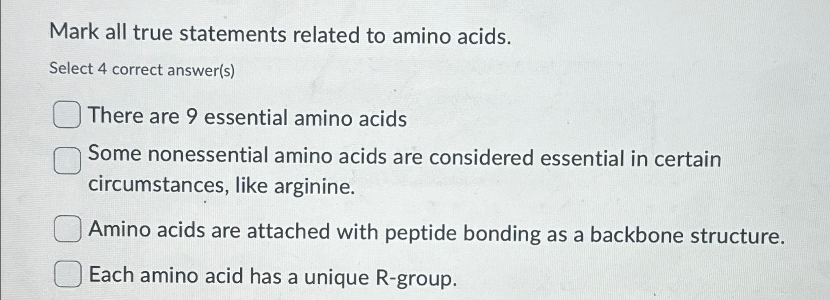 Solved Mark all true statements related to amino | Chegg.com