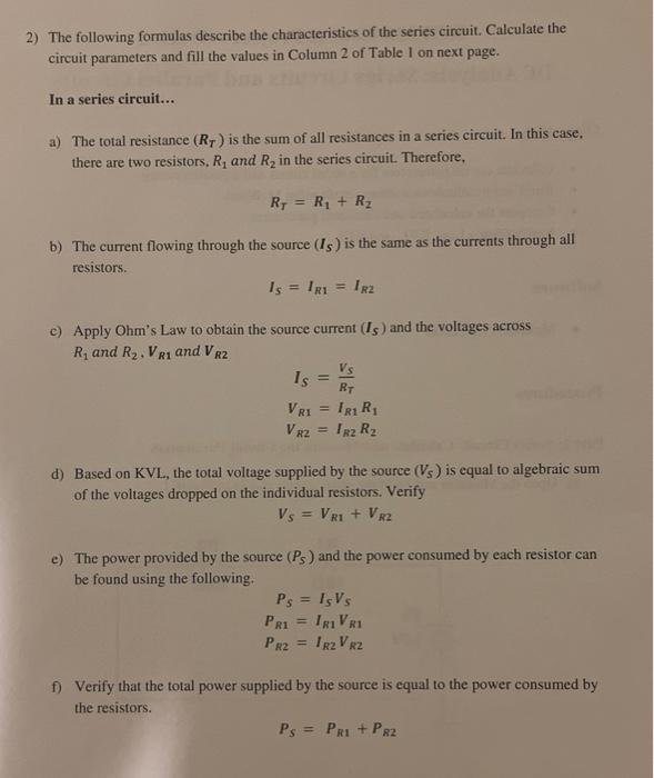 Solved Procedures Part 1: Series Circuit: Calculate and | Chegg.com
