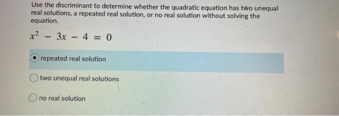 Solved Use the discriminant to determine whether the | Chegg.com